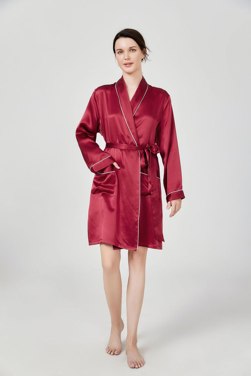 Short Mulberry Silk Robe For Women With packet– Asilklife