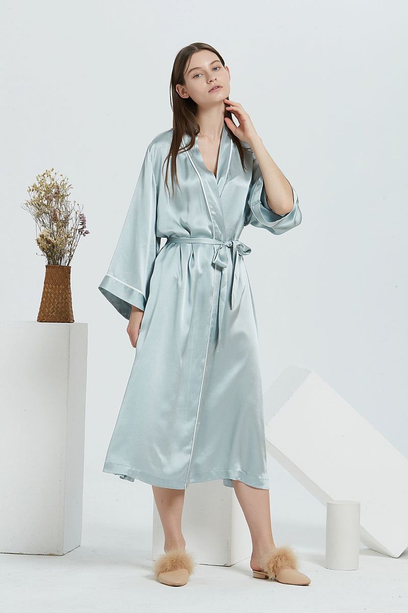 Midi Silk Bathrobe For Women - Asilklife